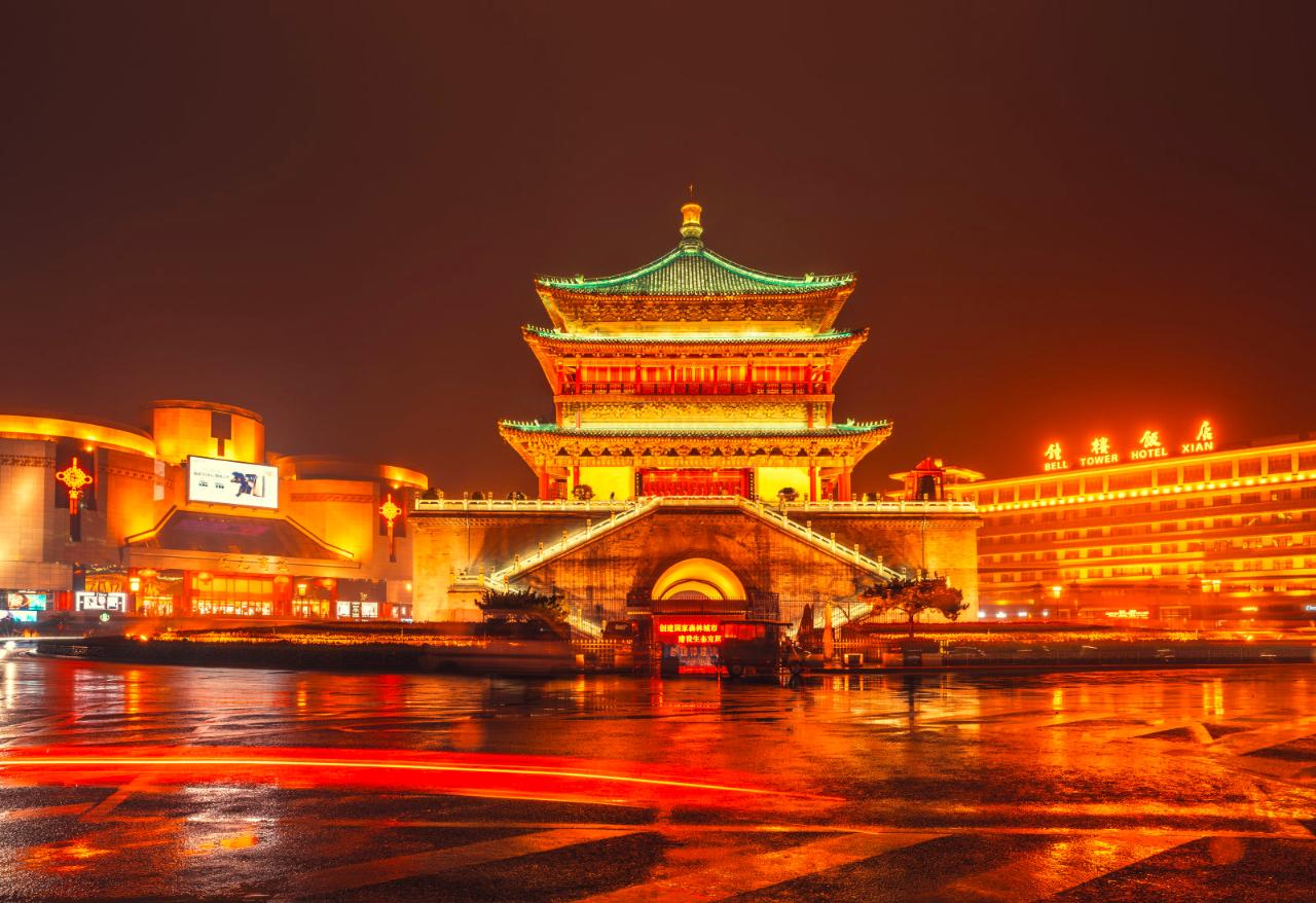Xian Bell Tower Square and Music Fountain Show Tour - China Xian Tour ...