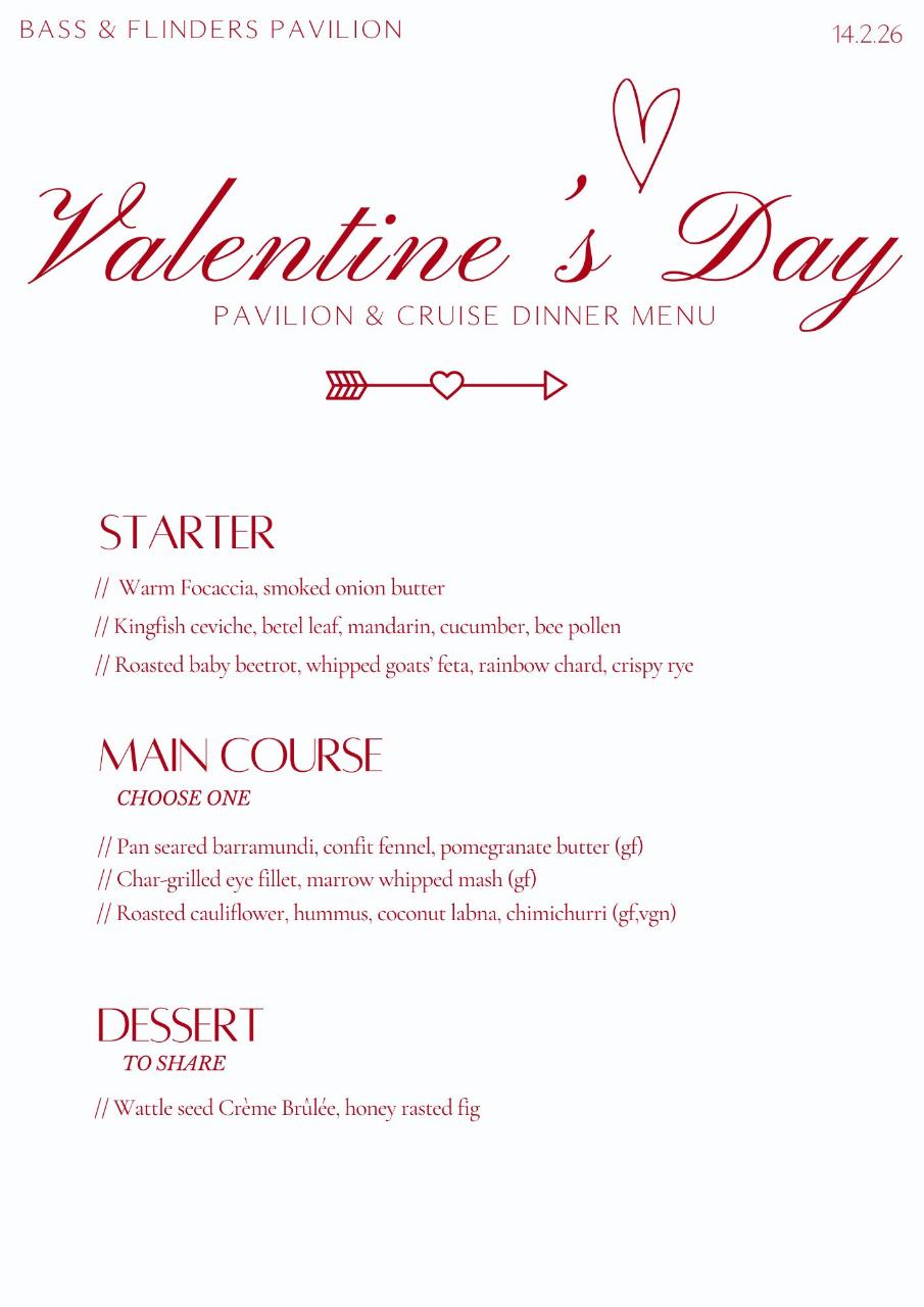 Valentines Day Dinner Cruise 2026 - Bass and Flinders Cruise Center ...