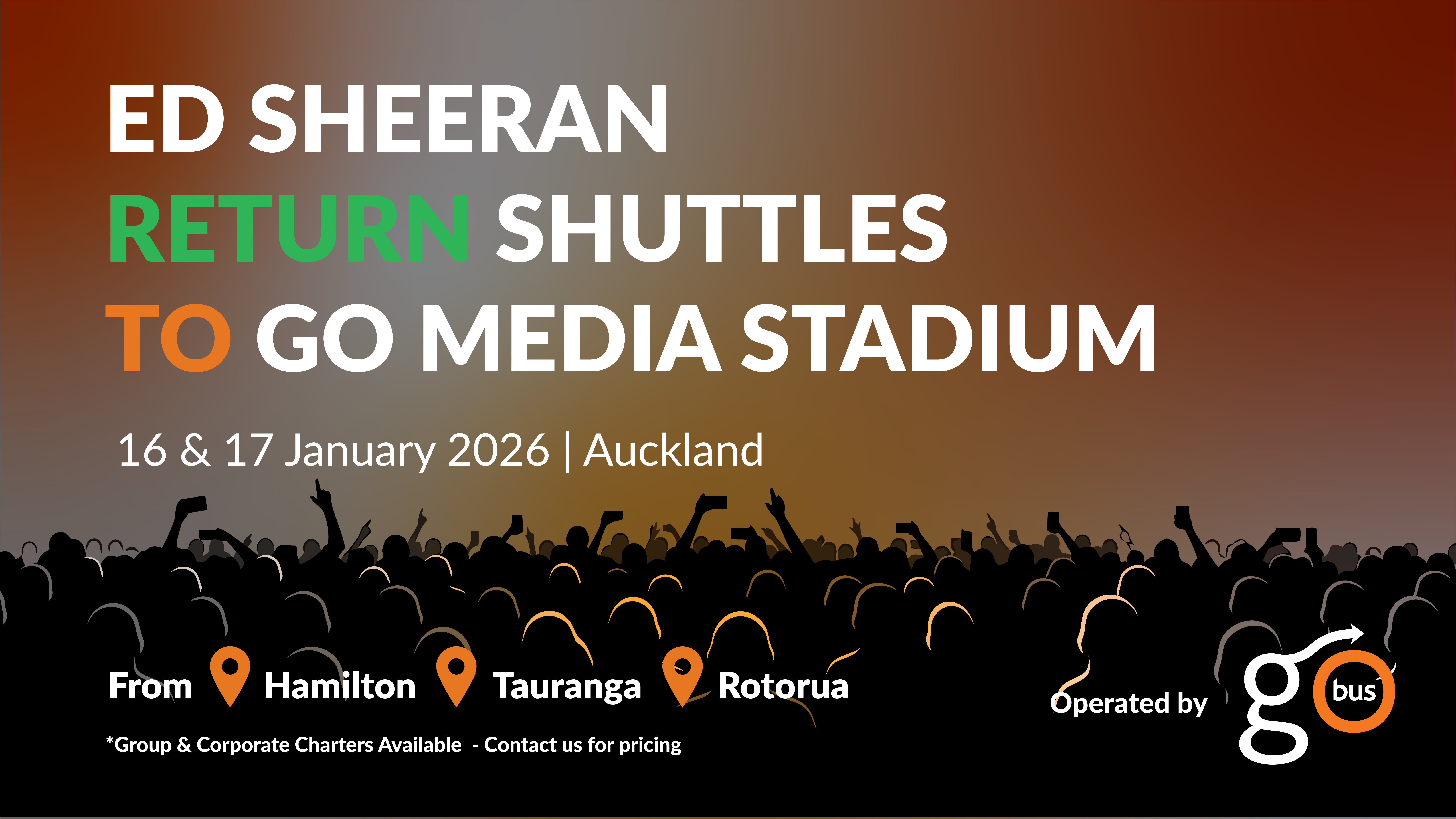 Ed Sheeran Auckland Concert Return Shuttle – Tauranga (Wharf Street @3 ...