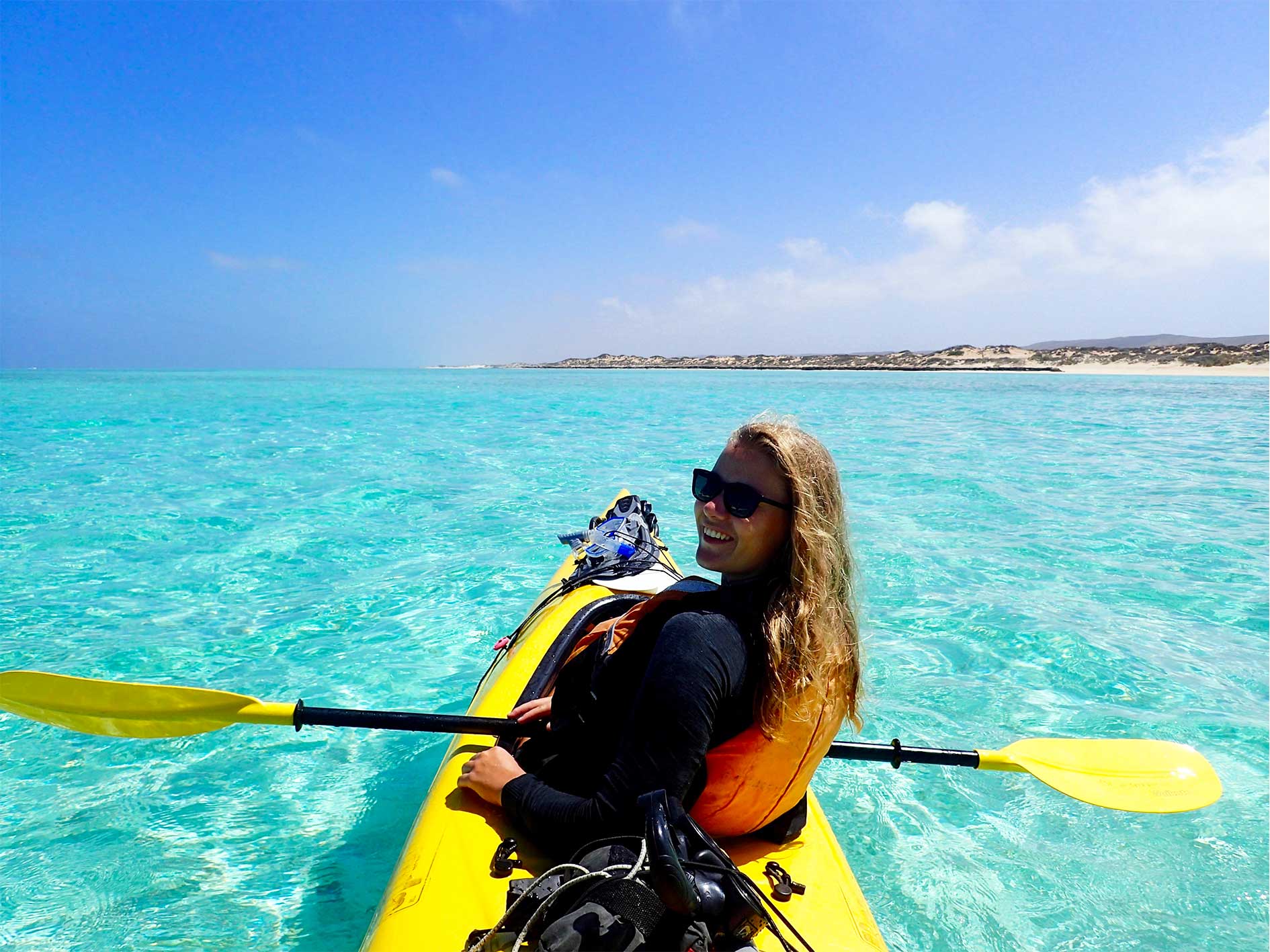 Full Day Sea Kayak and Snorkel Tour Ningaloo Reef. Lagoon Explorer tour.