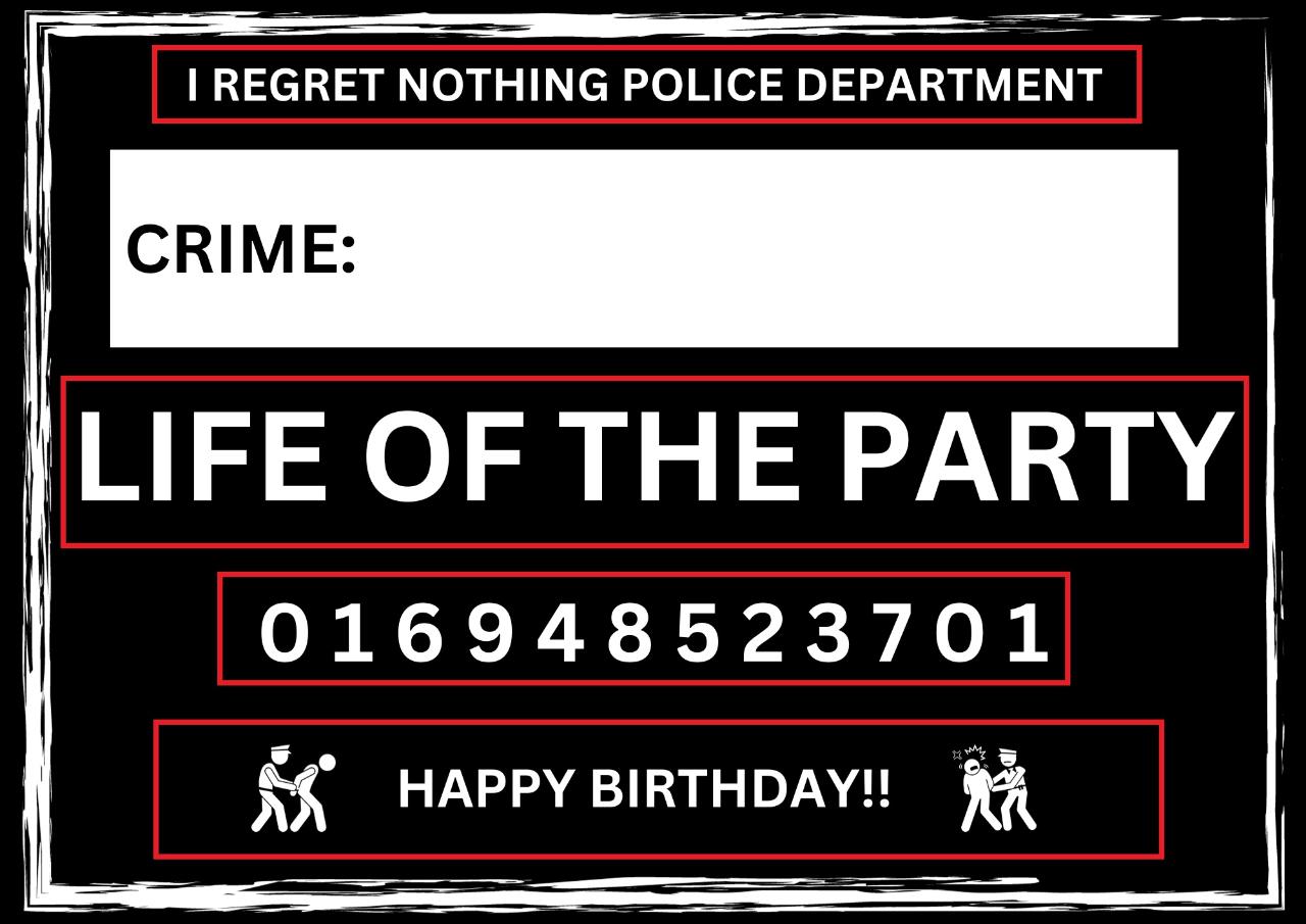 Custom Labelled Mugshot Crime Cards - Dark Stories Reservations